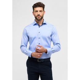 Langarmhemd Eterna "MODERN FIT", Damen, Gr. 46, verl&auml;ngerte &Auml;rmell&auml;ngen, blau, 100% Baumwolle, tailliert, Manschette, Hemden Langarmhemd, NON IRON (b&uuml;gelfrei)