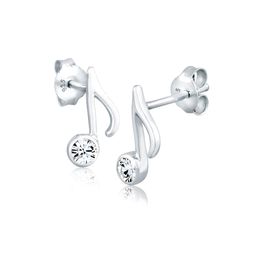 Paar Ohrstecker Elli "Ohrringe Note Musik 925 Silber, mit Kristallen von Swarovski" Gr. 10, silber, Ohrringe, Damen, 10, Silber 925 (Sterlingsilber), Paar Ohrstecker