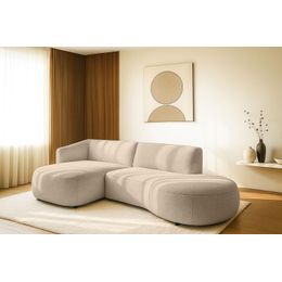 Ecksofa Home Affaire "OSTRUP Rundsofa, L-Form, Naturt&ouml;ne, Boucle", beige, B:278cm H:73cm T:152cm, 100% Polyester, Sofas, Ecksofa, Breite 278 cm, organische Form mit sanften Rundungen
