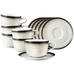 Tasse Seltmann Weiden "Milchkaffeetassen mit Untertassen Terra 400 ml 6er Set", bunt (corso), 12 tlg., Porzellan, Trinkgef&auml;&szlig;e, Tasse