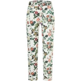 Stretch-Hose MAC "CHINO turn up", Damen, Gr. 36, N-Gr, flower print, Web, Obermaterial: 96% Baumwolle, 4% Elasthan, gemustert, kn&ouml;chelfrei, Hosen Stretch-Hose, mit Umschlagsaum