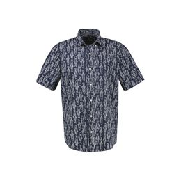 Kurzarmhemd Lerros "Kurzarmhemd mit marinem All-over-Print", Herren, Gr. 5XL, extraweit, classic navy, 99% Baumwolle, 1% Elasthan, Hemden Kurzarmhemd