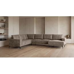 Wohnlandschaft OTTO HOME "OLAND U-Form, XXL, B: 342 cm, Skandi-Design", grau (taupe), B:342cm H:85cm T:260cm, 100% Polyester, Sofas, Wohnlandschaft, Skandi-Design in Struktur, Flachgewebe, Luxus-Microfaser, Boucle
