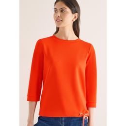 3/4-Arm-Shirt Cecil, Damen, Gr. XS (36), cherry tomato orange, Jersey, Obermaterial: 48% Polyester, 48% Viskose, 4% Elasthan, unifarben, bequem h&uuml;ftlang, U-Boot-Ausschnitt, breiter Bund, Shirts 3/4-Arm-Shirt, mit Kordelzug am Saum