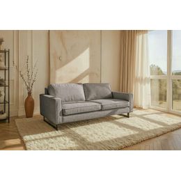 3-Sitzer Home Affaire "Maxi-Ausf&uuml;hrung Pinto, 236 cm, Cord, Chenille, Lederoptik", silber grau, B:236cm H:85cm T:97cm, 100% Polyester, Sofas, 3-Sitzer, mit Keder, schwarze Metallf&uuml;&szlig;e, Wellenunterfederung