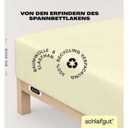 Spannbettlaken Schlafgut "EASY Jersey Elasthan Boxspring", gelb (gelb light), 1 Stk., Jersey, 140-160x200-220 40cm, Jersey, Obermaterial: 95% Baumwolle, 5% Elasthan, Bettlaken, Spannbettlaken, MADE IN GREEN by OEKO-TEX