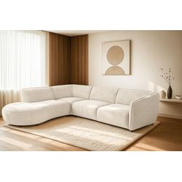 Ecksofa Home Affaire "OSTRUP Rundsofa, L-Form, Naturt&ouml;ne, Boucle", wei&szlig; (ivory), B:273cm H:73cm T:250cm, 100% Polyester, Sofas, Ecksofa, Breite 273 cm, organische Form mit sanften Rundungen