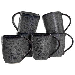 Becher Leonardo "Kaffeebecher Matera 430 ml 6er Set", grau (anthrazit), 6 tlg., Keramik, Trinkgef&auml;&szlig;e, Becher
