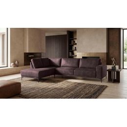 Ecksofa OTTO HOME "OLAND L-Form, B: 289 cm, Skandi-Design", braun (dunkelbraun), B:289cm H:85cm T:210cm, Struktur weich (100% Polyester);Luxus-Microfaser (100% Polyester);Webstoff (100% Polyester), Sofas, Ecksofa, Struktur, Flachgewebe, Luxus-Microfaser, Boucle