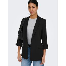 Jacqueline de Yong Longblazer JDY "JDYELIZA 3/4 BLAZER TLR", Damen, Gr. L, schwarz, Web, Obermaterial: 97% Polyester, 3% Elasthan, unifarben, h&uuml;ftbedeckend, tiefer V-Ausschnitt, Blazer Longblazer, mit Stretch