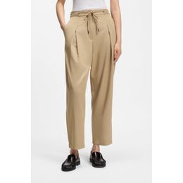 Bundfaltenhose BOSS Orange "Tophelia Premium Damenmode", Damen, Gr. 46, N-Gr, rust, copper 222, Web, Obermaterial: 75% Viskose, 25% Polyester, unifarben, lang, Hosen Bundfaltenhose, mit Bindeband, Tapered Fit