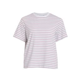 Kurzarmshirt Vila "VINORA S/S YD T-SHIRT - NOOS", Damen, Gr. M, cherry blossom stripes:opt 2 hellwei&szlig;, Jersey, Obermaterial: 96% Baumwolle, 4% Elasthan, gestreift, regular fit normal, Rundhals, Shirts Kurzarmshirt