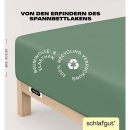 Spannbettlaken Schlafgut "EASY Jersey Elasthan Boxspring", gr&uuml;n (gr&uuml;n mid), 1 Stk., Jersey, 90-100x200-220 40cm, Jersey, Obermaterial: 95% Baumwolle, 5% Elasthan, Bettlaken, Spannbettlaken, MADE IN GREEN by OEKO-TEX