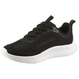 Sneaker Calvin Klein "LIGHT EVA RUNNER", Herren, Gr. 40, schwarz, wei&szlig;, Leder, Textil, unifarben, Basic, Schuhe Sneaker, Freizeitsneaker, Halbschuh, Schn&uuml;rschuh mit CK-Logo