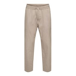 Only & Sons Stoffhose ONLY & SONS "ONSLINUS CROP 0007 COT LIN PNT NOOS", Herren, Gr. XXL, N-Gr, coriander detail:two tone (wei&szlig;), Web, Obermaterial: 75% Baumwolle, 25% Leinen, unifarben, slim fit kn&ouml;chellang, Hosen Stoffhose, mit Leinen, Topseller