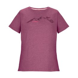 T-Shirt Killtec "KOS 194 WMN TSHRT", Damen, Gr. 46, dunkelros&eacute;, Obermaterial: 65% Polyester, 30% Baumwolle, 5% Elasthan, Rundhals, Shirts T-Shirt, Vielseitiges Damen T-Shirt mit Melange-Optik und Bergprint