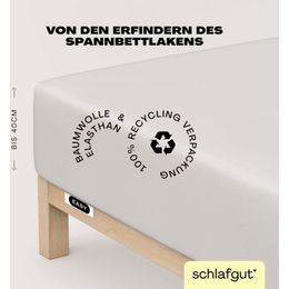 Spannbettlaken Schlafgut "EASY Jersey Elasthan Boxspring", beige (sand light), 1 Stk., Jersey, 180-200x200-220 40cm, Jersey, Obermaterial: 95% Baumwolle, 5% Elasthan, Bettlaken, Spannbettlaken, MADE IN GREEN by OEKO-TEX