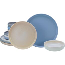 Teller-Set Creatable "Uno Nordic, Teller Set 12-tlg.", bunt, 12, Steinzeug, Geschirr-Sets, Teller-Set, Nordische &Auml;sthetik, Spezialglasur