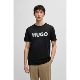 T-Shirt Hugo "Dulivio", Damen, Gr. S, schwarz002, Single Jersey, Obermaterial: 100% Baumwolle, unifarben, regular fit normal, Rundhals, abgesteppte Kante, Shirts T-Shirt, Rundhalsausschnitt, Regular Fit, Must have Basic