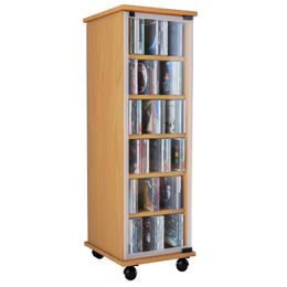 Media-Regal Vcm "Holz CD DVD Stand Regal Schrank Valenza Glast&uuml;r", braun (buche), B:31cm T:35cm, Regale, Media-Regal