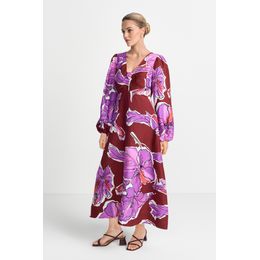 Maxikleid RICHROYAL, Damen, Gr. 40, N-Gr, soft orchid, Web, Obermaterial: 66% Leinen, 34% Viskose, ca. Mitte Wade, tiefer V-Ausschnitt, elastischer Bund, Kleider Maxikleid, aus Leinen-Mix, Allover Blumenprint