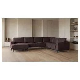 Wohnlandschaft OTTO HOME "OLAND U-Form, XXL, B: 342 cm, Skandi-Design", braun (dunkelbraun), B:342cm H:85cm T:260cm, 100% Polyester, Sofas, Wohnlandschaft, Skandi-Design in Struktur, Flachgewebe, Luxus-Microfaser, Boucle