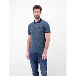 Poloshirt Lerros "Poloshirt in 2-Tone-Optik und All-over-Print", Herren, Gr. L, classic navy, 100% Baumwolle, ohne Ausschnitt, Shirts Poloshirt