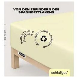 Spannbettlaken Schlafgut "EASY Jersey Elasthan Boxspring", gelb (gelb light), 1 Stk., Jersey, 120-130x200-220 40cm, Jersey, Obermaterial: 95% Baumwolle, 5% Elasthan, Bettlaken, Spannbettlaken, MADE IN GREEN by OEKO-TEX