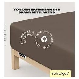 Spannbettlaken Schlafgut "EASY Jersey Elasthan Boxspring", beige (sand deep), 1 Stk., Jersey, 120-130x200-220 40cm, Jersey, Obermaterial: 95% Baumwolle, 5% Elasthan, Bettlaken, Spannbettlaken, MADE IN GREEN by OEKO-TEX