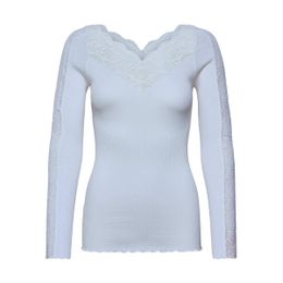 Spitzenshirt rosemunde "Beatha lace longsleeve", Damen, Gr. L, jeansblau, Obermaterial: 55% Seide, 45% Baumwolle, Shirts Spitzenshirt, elastisch weiche Vintage-Spitze am Ausschnitt und entlang der &Auml;rmel