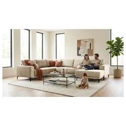 Wohnlandschaft OTTO HOME "OLAND U-Form, XXL, B: 342 cm, Skandi-Design", grau (light grau), B:342cm H:85cm T:260cm, 100% Polyester, Sofas, Wohnlandschaft, Skandi-Design in Struktur, Flachgewebe, Luxus-Microfaser, Boucle