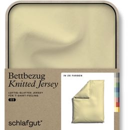Bettbezug Schlafgut "KNITTED JERSEY Bio-Baumwolle mit Elasthan, 170 g/m&sup2;, Rei&szlig;verschluss", gelb (gelb mid), B:155cm L:220cm, Jersey, Obermaterial: 95% Baumwolle, 5% Elasthan, Bettbez&uuml;ge, unifarbene Mix & Match Bettw&auml;sche: passender Kissenbezug erh&auml;ltlich