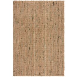 Teppich FLAIR RUGS "Jute Boucle", gr&uuml;n, B:120cm H:7mm L:170cm, Jute, Teppiche, Teppich, aus 100% Jute, mit Fransen, aus Naturfasern