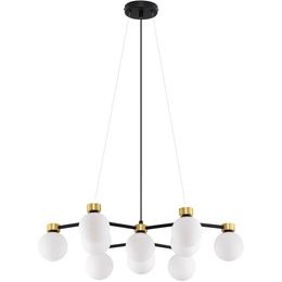 NOVA LUCE Pendelleuchte "OVALINO", schwarz, gold, 10, &Oslash; 63cm H: 148cm, 1 Stk., Leuchten, Pendelleuchte