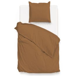 Bettw&auml;sche ZO HOME "Satinado", braun (cognac braun), B/L: 135cm x 200cm, 1 Stk., 1 Stk., Mako-Satin, B/L: 80cm x 80cm, 1 Stk., Mako-Satin, Obermaterial: 100% Baumwolle, Bettw&auml;sche, Bettw&auml;sche, Bettw&auml;sche aus 100% Baumwolle, hochwertige Mako-Satin