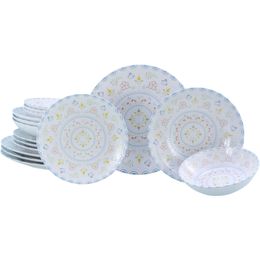 Teller-Set Creatable "Primavera Pastell, Tellerset 16-tlg.", bunt, 16, Steinzeug, Geschirr-Sets, Vollfl&auml;chig dekoriert, Schmetterlingsmotive, Zarte Pastellt&ouml;ne