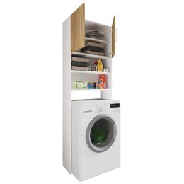 Waschmaschinenumbauschrank Vcm "&Uuml;berbauschrank Waschmaschine &Uuml;berbau Schrank Jutas", braun (wei&szlig;, honig, eiche), B:64cm T:25cm, Obermaterial: 100% Holz Wood., Schr&auml;nke