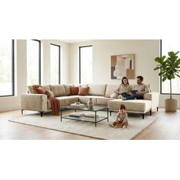 Wohnlandschaft OTTO HOME "OLAND U-Form, XXL, B: 342 cm, Skandi-Design", grau (light grau), B:342cm H:85cm T:260cm, 100% Polyester, Sofas, Wohnlandschaft, Skandi-Design in Struktur, Flachgewebe, Luxus-Microfaser, Boucle