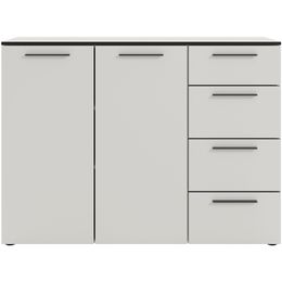 Kommode MANJANA M&Ouml;BEL, B:135cm H:99,8cm T:40cmpastellwei&szlig;, metall schwarz matt, Metall, Spanplatte, Schlafzimmer, Sideboards, "mit Schwarz matten