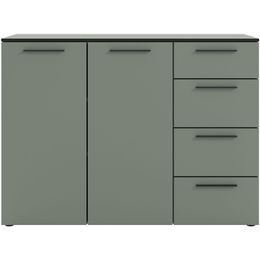Kommode MANJANA M&Ouml;BEL, B:135cm H:99,8cm T:40cmschilfgr&uuml;n, metall schwarz matt, Metall, Spanplatte, Schlafzimmer, Sideboards, "mit Schwarz matten