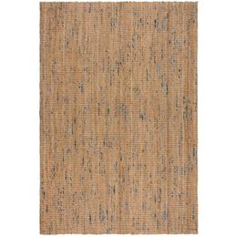 Teppich FLAIR RUGS "Jute Boucle", blau, B:120cm H:7mm L:170cm, Jute, Teppiche, Teppich, aus 100% Jute, mit Fransen, aus Naturfasern