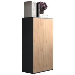 Kommode Vcm "Holz Kommode Sideboard Anrichte Dalosa 3 Dreht&uuml;ren", anthrazit, honig, eiche, B:60cm T:32cm, Sideboards, Kommode