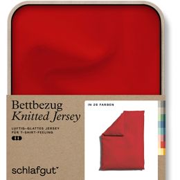 Bettbezug Schlafgut "KNITTED JERSEY Bio-Baumwolle mit Elasthan, 170 g/m&sup2;, Rei&szlig;verschluss", rot (rot deep), L:200cm, Jersey, Obermaterial: 95% Baumwolle, 5% Elasthan, Bettbez&uuml;ge, unifarbene Mix & Match Bettw&auml;sche: passender Kissenbezug erh&auml;ltlich