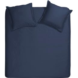 Bettw&auml;sche Cinderella "Plain Sundays", blau (navy), B/L: 200cm x 200cm, 1 Stk., 2 Stk., Satin, B/L: 80cm x 80cm & 80cm x 80cm, 3 tlg., Satin, Obermaterial: 100% Baumwolle, Bettw&auml;sche, Bettw&auml;sche, mit Stehsaum