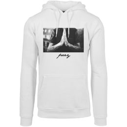 Rundhalspullover MisterTee "MisterTee Herren Pray Hoody", Herren, Gr. L, wei&szlig;, 65% Baumwolle, 35% Polyester, unifarben, normal, ohne Ausschnitt, Pullover Rundhalspullover