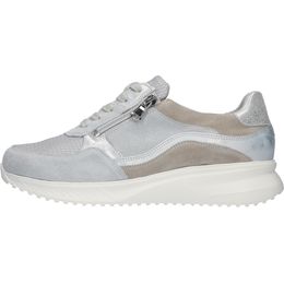 Waldl&auml;ufer Sneaker WALDL&Auml;UFER "K-JANKA", Damen, Gr. 4,5 (37,5), hellgrau, beige, silberfarben, Nappaleder, Nubukleder, Textil, Veloursleder, kontrastfarbene Details, metallic, Schuhe Sneaker, Bequemschuh, Schn&uuml;rschuh, Halbschuh mit Rei&szlig;verschluss - Weite H