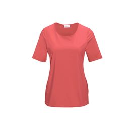 Langarm-Poloshirt GOLDNER "Gepflegtes Shirt in formstabiler Ware", Damen, Gr. 44, orange (koralle), Obermaterial: 82% Polyester PES. 18% Elasthan EL., normal, Rundhals, Sonstiges, Shirts, Ohne