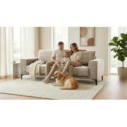 3-Sitzer OTTO HOME "OLAND, B: 224 cm - Skandi-Design", grau (light grau), B:224cm H:85cm T:83cm, 100% Polyester, Sofas, 3-Sitzer, Struktur, Flachgewebe, Luxus-Microfaser, Boucle