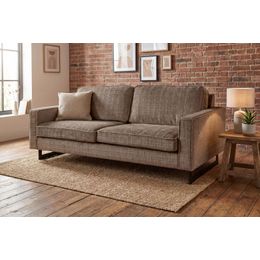 3-Sitzer Home Affaire "Maxi-Ausf&uuml;hrung Pinto, 236 cm, Cord, Chenille, Lederoptik", braun, B:236cm H:85cm T:97cm, 100% Polyester, Sofas, 3-Sitzer, mit Keder, schwarze Metallf&uuml;&szlig;e, Wellenunterfederung
