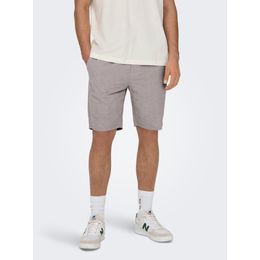 Only & Sons Shorts ONLY & SONS "ONSLINUS 0007 COT LIN SHORTS NOOS", Herren, Gr. S, N-Gr, bungee cord detail:two tone (wei&szlig;), Web, Obermaterial: 75% Baumwolle, 25% Leinen, unifarben, loose fit kniefrei, Hosen Shorts